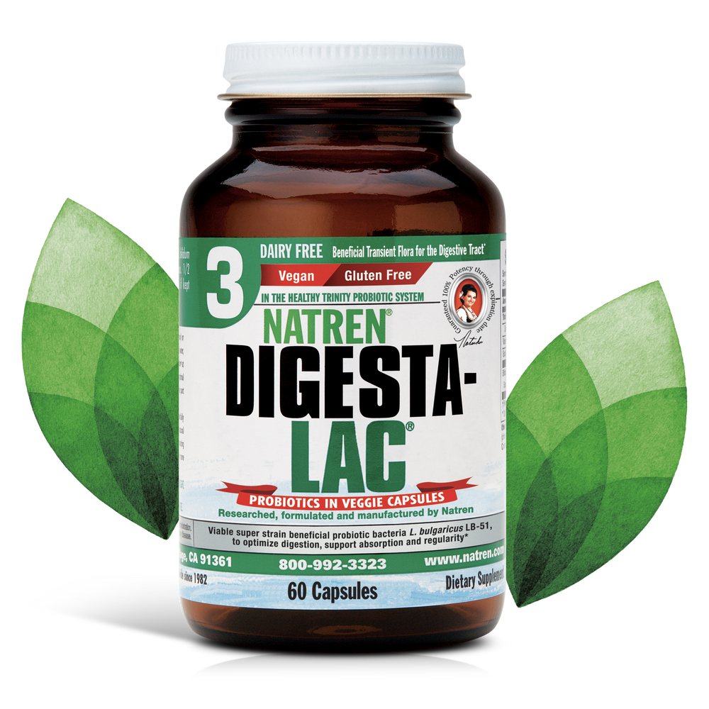 Natren Digesta-Lac, Probiotic Capsules for Digestion Support, Vegan
