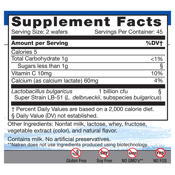 Natren Gastro-Ph, Probiotic Chewable Wafers, Aids Indigestion, Dairy