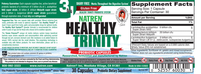 Natren Healthy Trinity, Multi-Probiotic Capsules, Vegan