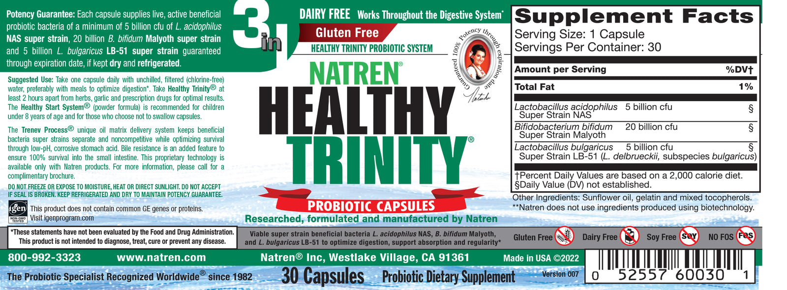 Natren Healthy Trinity, Multi-Probiotic Capsules, Vegan