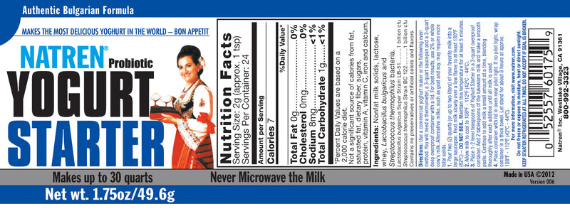 Natren Yogurt Starter, Probiotic Powder for Homemade Yogurt, Authentic ...